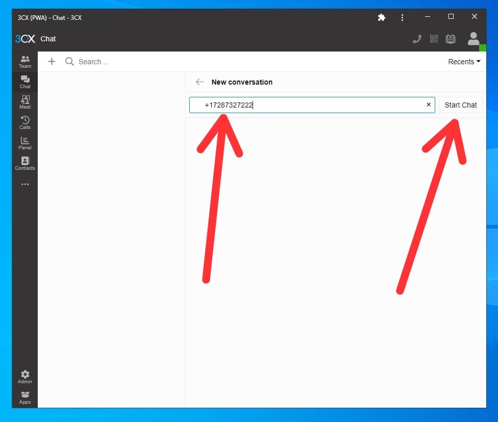 Sending SMS via 3CX App – Americare